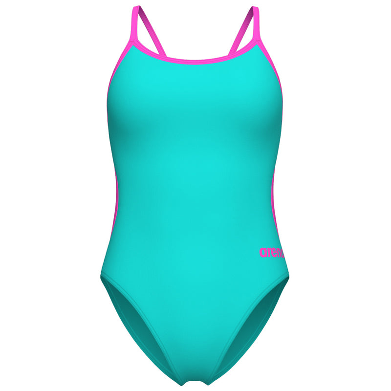 Arena - Team Solid Lace Back Ladies Swimsuit - Water/Pink – Aqua Swim ...