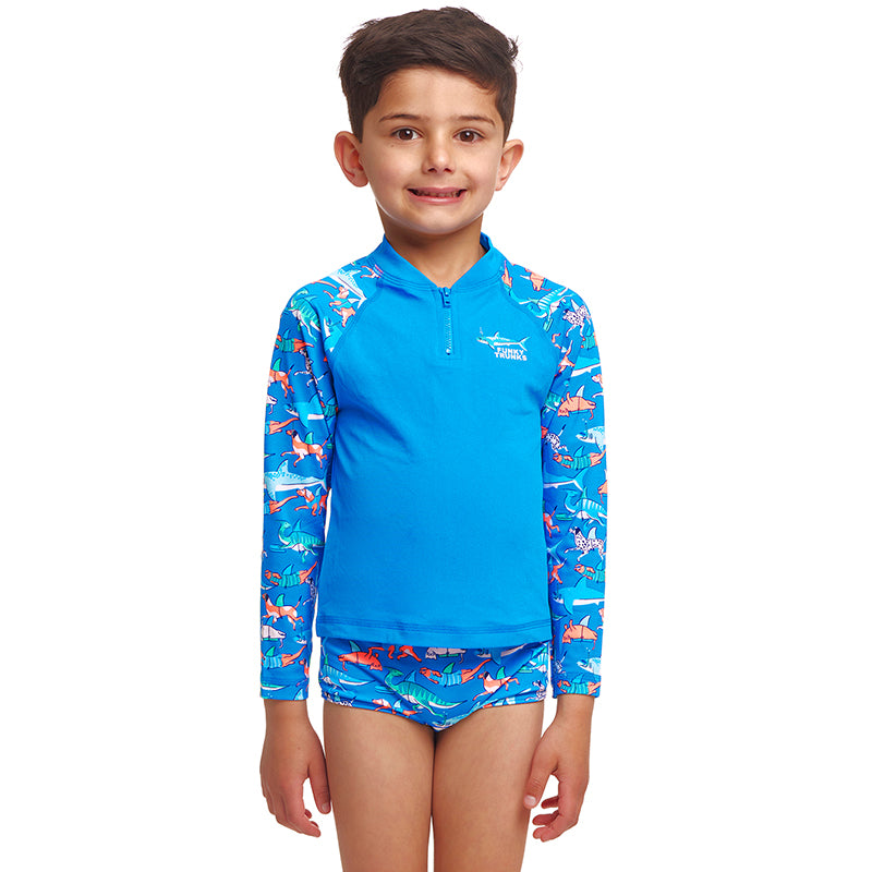 Funky Trunks - Fin Swimming - Toddler Boys Zippy Rash Vest – Aqua Swim ...