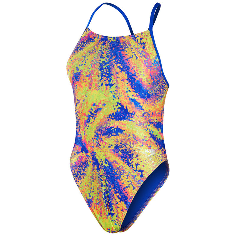 Speedo - Women's Allover Digital Tie Back Swimsuit - Multi – Aqua Swim ...