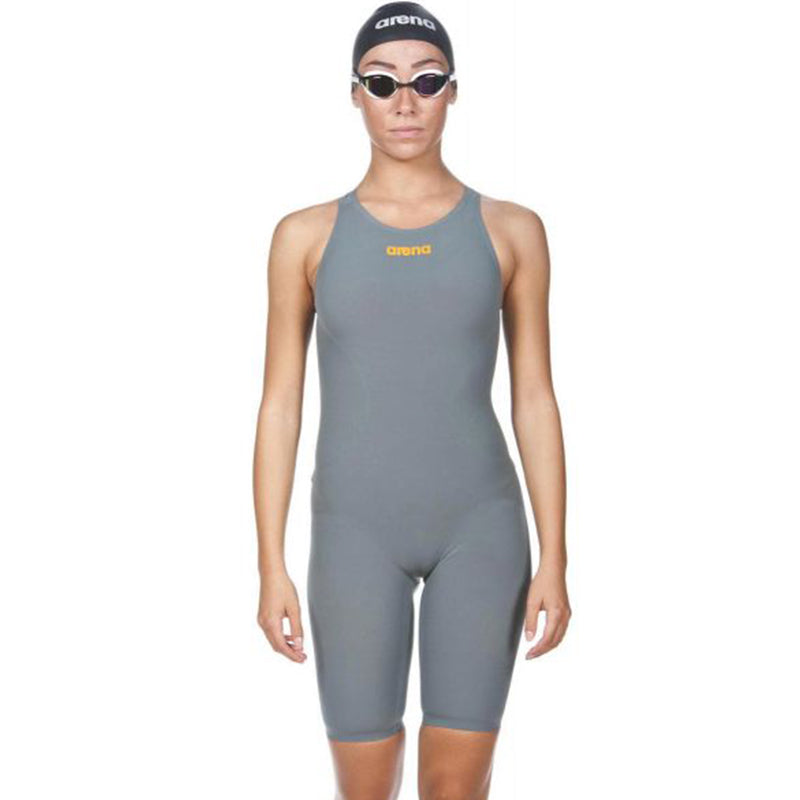 Arena - Powerskin R-Evo One Short Leg Open Back Suit - Grey/Orange ...